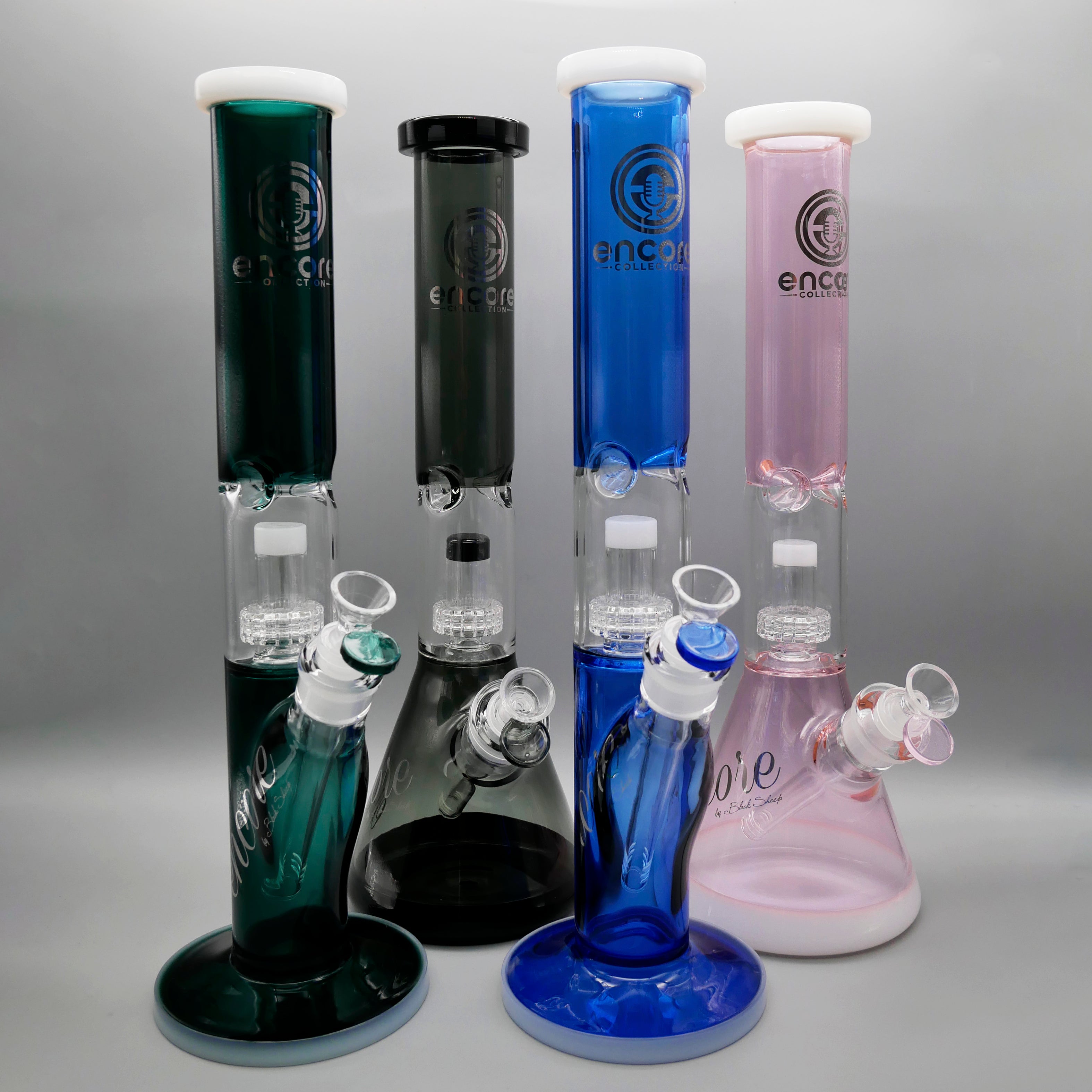 4PACK 14'' Encore Collection Full Color Straight Tube Bong w/ Matrix a
